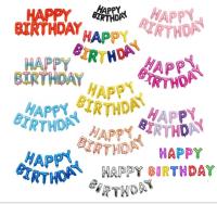 China Foil Happy Birthday Alphabet Balloons 16 Inch Happy Birthday Banner Set With String for sale