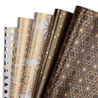 China Geometrical Line Golden Custom Wrapping Paper 72x52cm Gift Packing Paper Roll for sale