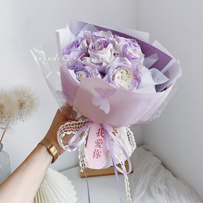 China 85GSM CMYK Printed Butterfly Florist Wrapping Paper Rolls For Girls Gift Packing for sale
