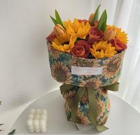 China Printed Gift Sunflower Wrapping Paper Floral Bouquet Personalised Wrapping Paper Roll for sale