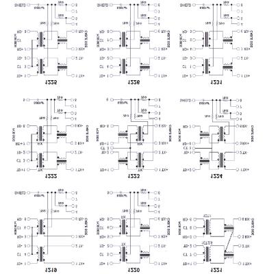 China Magnetic Module RJ45 Connector ABRACON ARJ14A-MASD-A-B-EMU2 for UTP CAT5 and CAT6 LAN Applications for sale