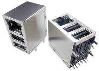 China RJ45 1000 Base-T Dual USB Combo Jack ABRACON ARJ-150C with Bi-Color LEDs and Extended Temperature Range for sale