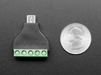 China USB Micro B Male Plug to 5 pin Terminal Block Adapter No Soldering Required Adafruit Industries 3972 for sale