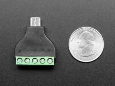 China USB Micro B Male Plug to 5 pin Terminal Block Adapter No Soldering Required Adafruit Industries 3972 for sale