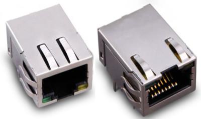 China RJ45 magnetics ABRACON ARJM11C7-502-AB-EW2 featuring brass metal shell and diffused epoxy lens LEDs for sale