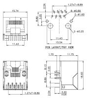 China Low profile shielded RJ45 jack right angle ABRACON ARJ014-011157 ideal for networking applications for sale