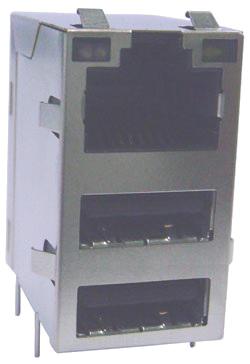 China Signal Conditioning and EMI Suppression RJ45 Dual USB Connector ABRACON ARJE-0029 for 10 100 Base T Network for sale