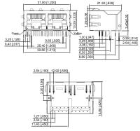 China rohs rohs ii compliant 1x2 multi port rj45 magnetics module for ethernet ABRACON ARJM12A1 502 NN EW2 for sale