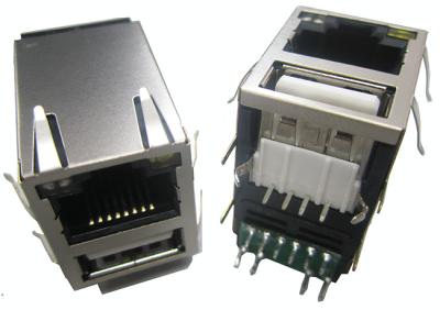 China ABRACON ARJ 169 RJ45 10 100 Base T USB Combo Connector Featuring Extended Temperature Range and LEDs for sale