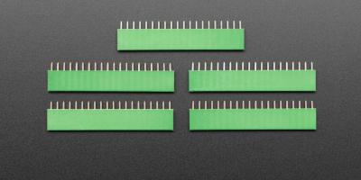 China 5 pack green 20 pin 01 inch female header Adafruit Industries 4159 perfect for soldering perf boards for sale