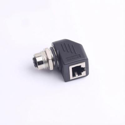 China M12 to RJ45 Adapter Amphenol RJS-12D04FF-RS8001 Featuring D Code M12 Connector and Female RJ45 Jack for sale