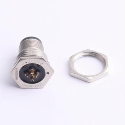 China Amphenol M12A 05PMMS SF8001 M12 A Code Male Connector Front Fasten Panel Mount Waterproof IP68 IP69K Gold Plated Pins for sale