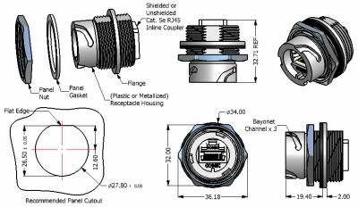 China Industrial Ethernet Connector System Amphenol 17-10044 with Circular RJ45 Design and IP67 Protection for sale