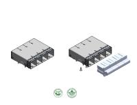 China Mini SAS HD 4 port cage connector assembly Amphenol U92M411100170 for 24Gbps 16X applications featuring long EMI fingers for sale