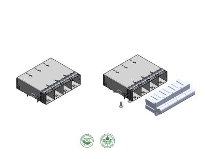 China Mini SAS HD 4 port cage connector assembly Amphenol U92M411100170 for 24Gbps 16X applications featuring long EMI fingers for sale