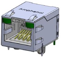 China CAT6 modular jack Amphenol RJE59-188-5411 with visual link activity indicators and enhanced EMI shielding for sale