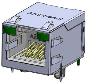 China CAT6 modular jack Amphenol RJE59-188-5411 with visual link activity indicators and enhanced EMI shielding for sale
