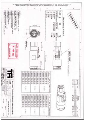 China Amphenol PL18W-301-50 connector with electromagnetic shielding and automatic secondary lock for sale