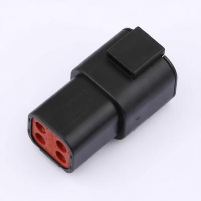 China IP67 rated Amphenol ATP04-4P-BLK 4 pin connector with thermoplastic housing and silicone rubber seal for sale