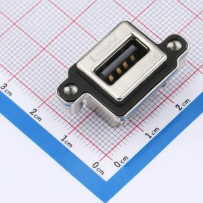 China Durable USB A receptacle single port right angle connector Amphenol MUSB A111 M0 with IP67 sealing for sale