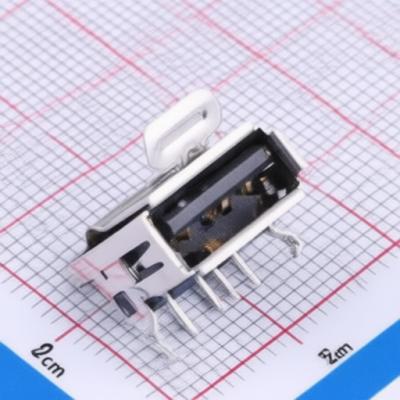 China Right Angle USB 2.0 Type A Receptacle Featuring Positive Locking Latch Amphenol LUSBA11100 Connector for sale