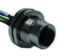 China Front panel mount male connector with 4 contacts Bel Fuse SS-12000-001 M12 A Code solder cup contacts for sale