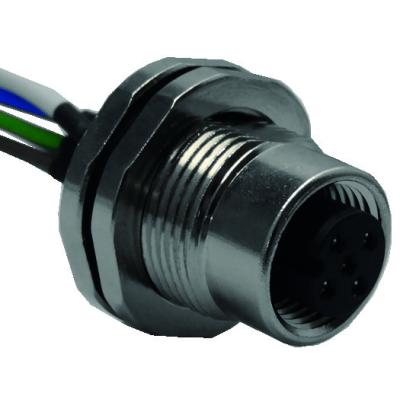China Front panel mount male connector with 4 contacts Bel Fuse SS-12000-001 M12 A Code solder cup contacts for sale