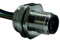 China Front panel mount male connector with 4 contacts Bel Fuse SS-12000-001 M12 A Code solder cup contacts for sale