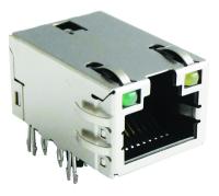 China Network Ready Press Fit ICM Connector with Eye of the Needle Design and LED Options Bel Fuse 1840572-6 for sale