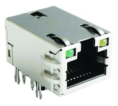 China Press Fit ICM Connector with Built in LEDs Bel Fuse 1840772-8 Supporting 1GBaseT Ethernet Applications for sale