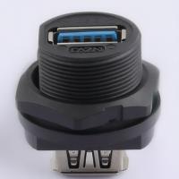 China Panel Rear Mount Double Female Head USB Connector CAZN E13T-FU3-PRF Plastic Waterproof Threaded Lock IP68 for sale