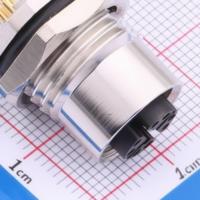 China CAZN M12 S8X GPFM16 JD industrial M12 X coded female connector 8 pin black core with threaded M16 1 5 locking nut for sale
