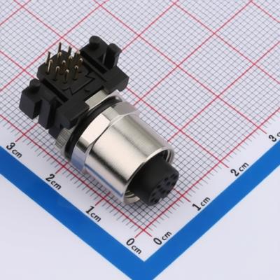 China Panel Rear Mount Socket Connector CAZN M12-S12A-GPL M12 with Multiple Pin Counts and PCB Connection for sale