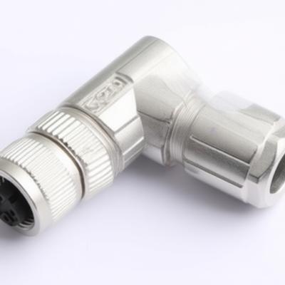 China M12 Female Connector CAZN M12-S4A-GWDP9 Gold Plated Solder Wire Straight Pins Copper Alloy Housing for sale
