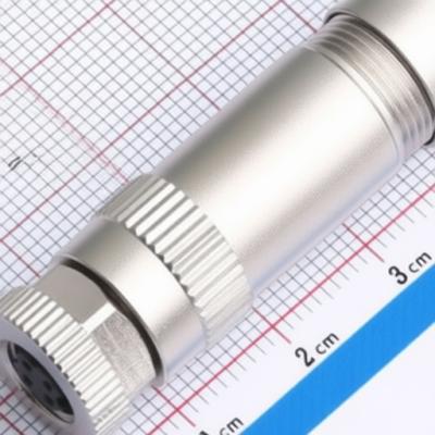 China M8 Straight Hole Metal Assembly Plug CAZN M8-S4D-GWAP7 with Copper Tail Lock Nut and PG7 Cable Entry for sale