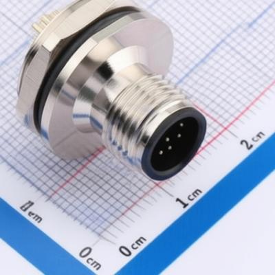 China panel mount M12 connector CAZN M12-P12A-GWBP11 featuring gold plated contacts and nitrile rubber seal for sale