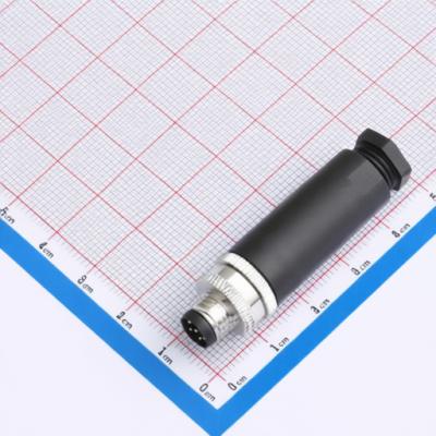 China Threaded connection male connector with solder wire method and rubber sealing CAZN M8-P6A-PWA05 black color design for sale