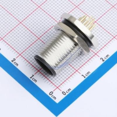 China Industrial Connector CAZN M12-P12A-GWFM12 Rear Mount Socket Pin Type Solder Connection with IP65 IP67 Rating for sale