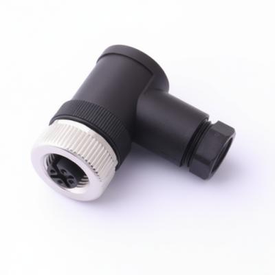 China Female socket right angle plug plastic assembled connector with screw terminal CAZN M12-S4A-PLDP7 industrial for sale