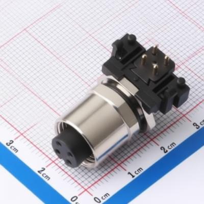 China Rear Panel Mount Socket Connector CAZN M12-S4A-GPL M12 with PCB Board Connection and Grounding Support for sale