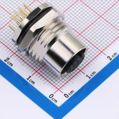 China Industrial Circular Connectors CAZN M12-S12A-GPF M16-JD Panel Rear Mount with Gold Plated Contacts and M16 Thread for sale