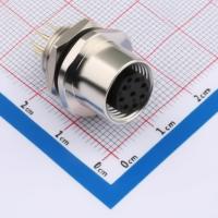 China Front panel mount socket CAZN M12-S8A-GPB M12 M12 connector with brass nickel plated housing and 8 pins for sale