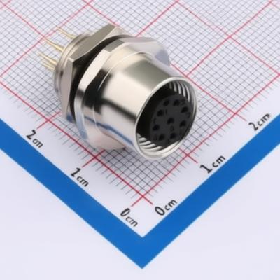 China Front panel mount socket CAZN M12-S8A-GPB M12 M12 connector with brass nickel plated housing and 8 pins for sale