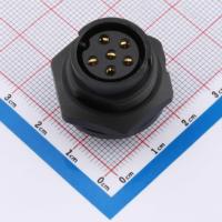 China Plastic waterproof connector rear mount socket with snap fit locking and solder wire CAZN E13B-S6-PWF for sale