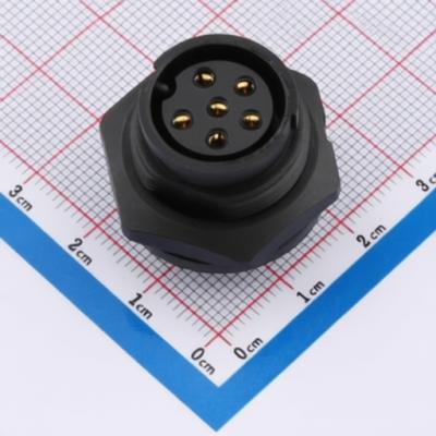 China Plastic waterproof connector rear mount socket with snap fit locking and solder wire CAZN E13B-S6-PWF for sale