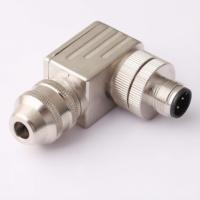 China Durable metal assembly angled plug CAZN M12-P4A-GLDP7 with screw connection and IP65 IP67 protection for sale