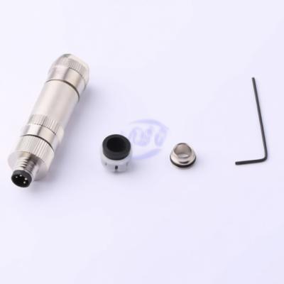 China Industrial Metal Assembly Connector CAZN M8-P4A-GLA05 Straight Plug Male Pin Type Screw Termination for sale