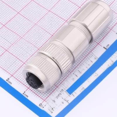 China M12 straight metal assembly plug with gold plated solder wire female pin and PG9 cable entry CAZN M12-S8A-GWAP9 for sale