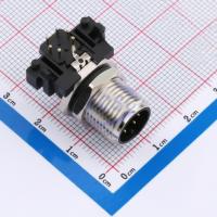 China Threaded locking metal socket right angle pin type PCB mount with shielding CAZN M12-P6A-GPLM12-JD connector for sale