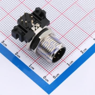 China Threaded locking metal socket right angle pin type PCB mount with shielding CAZN M12-P6A-GPLM12-JD connector for sale